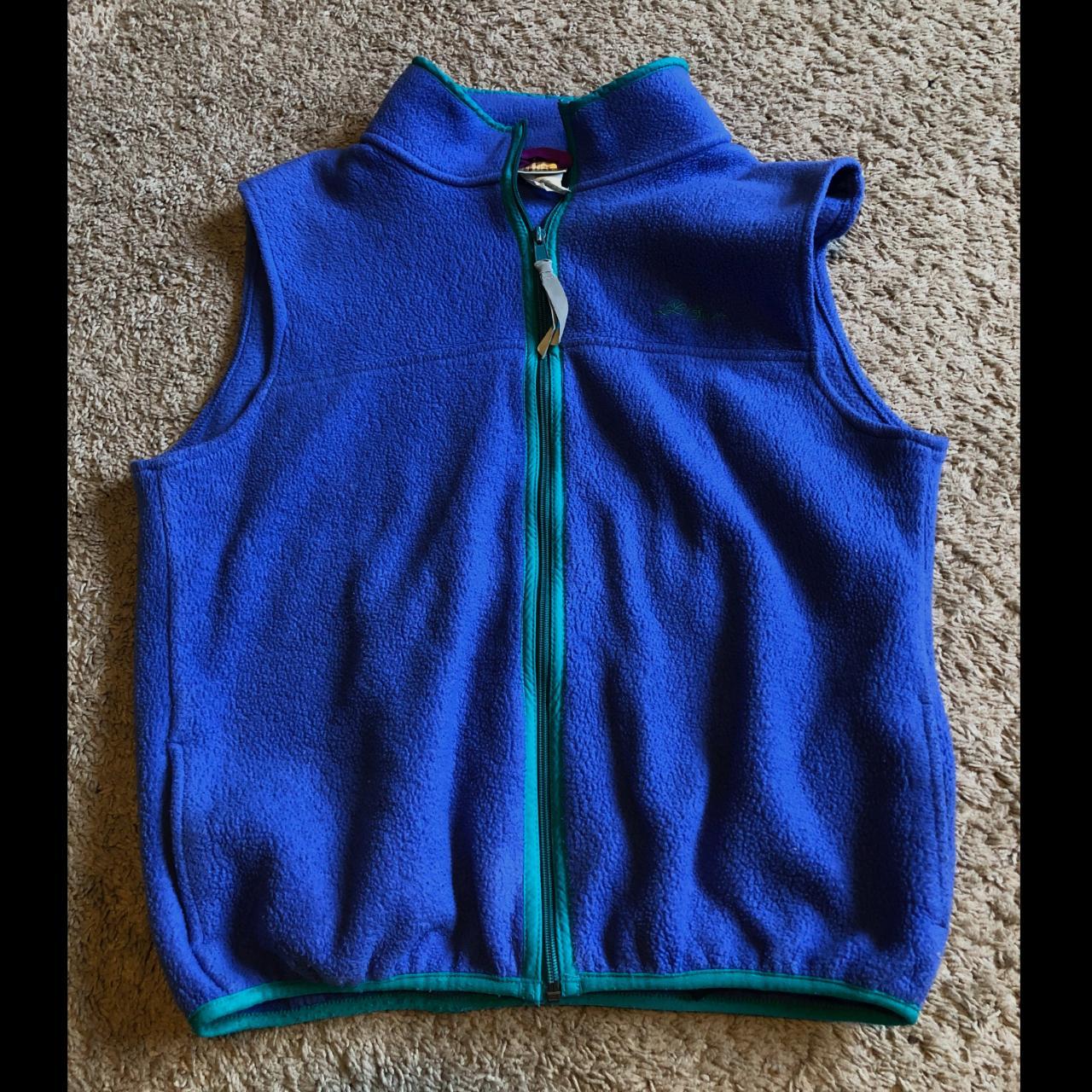 L.L. Bean vintage darker periwinkle fleece vest with... | Depop