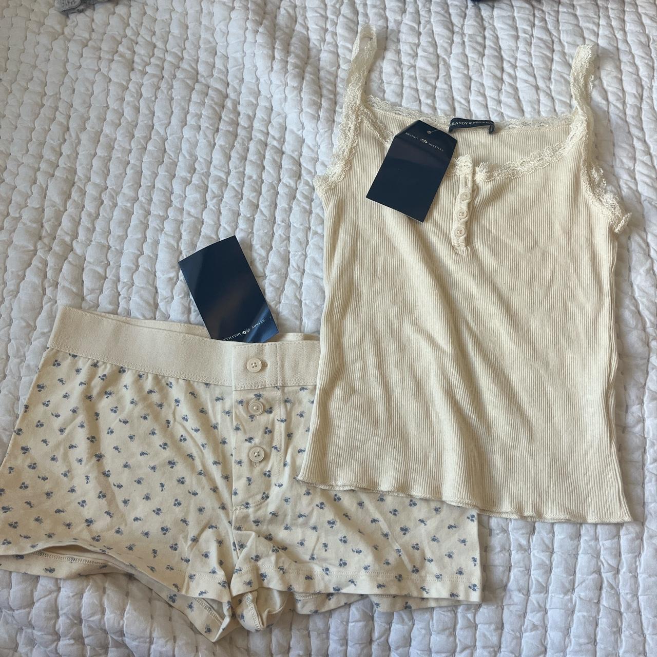 Floral brandy Melville boxer pj set Send... - Depop
