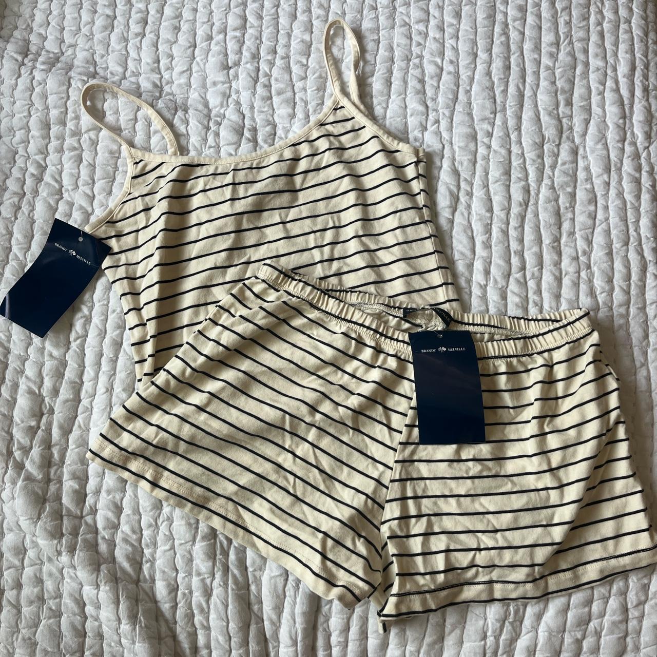 Brandy Melville striped pj boxer set Nwt Send... - Depop