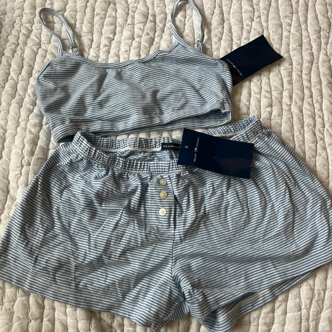 Striped brandy Melville boxer pj set Nwt Send... - Depop