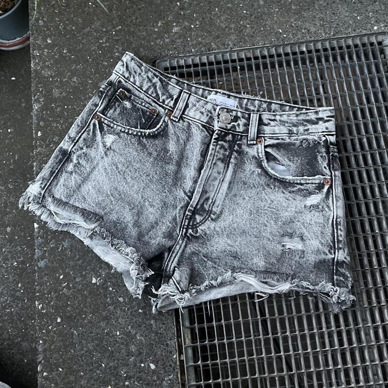 Grey destroyed / used shorts Beautiful dark grey... - Depop