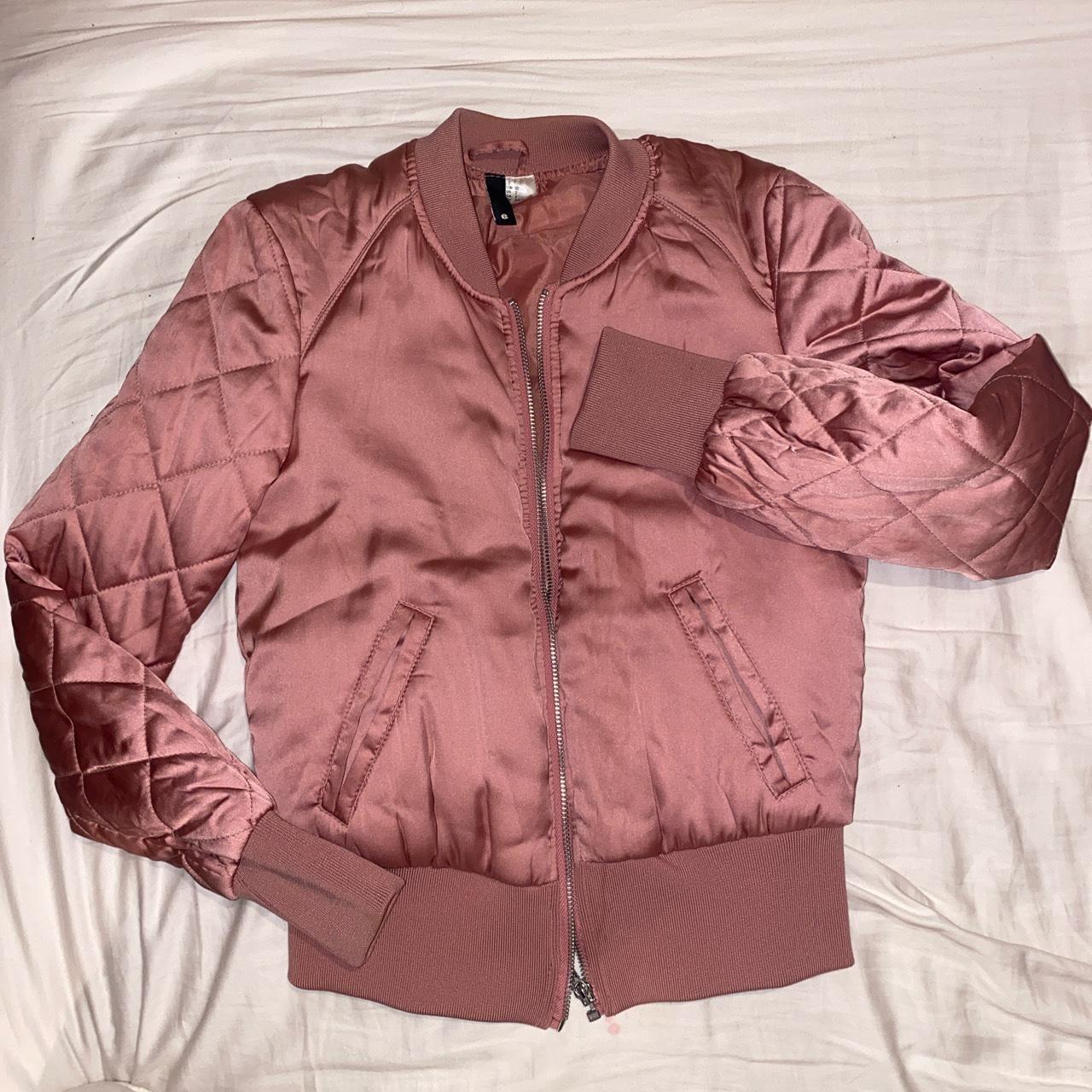 Gorgeous pink silky bomber jacket with pockets and... - Depop