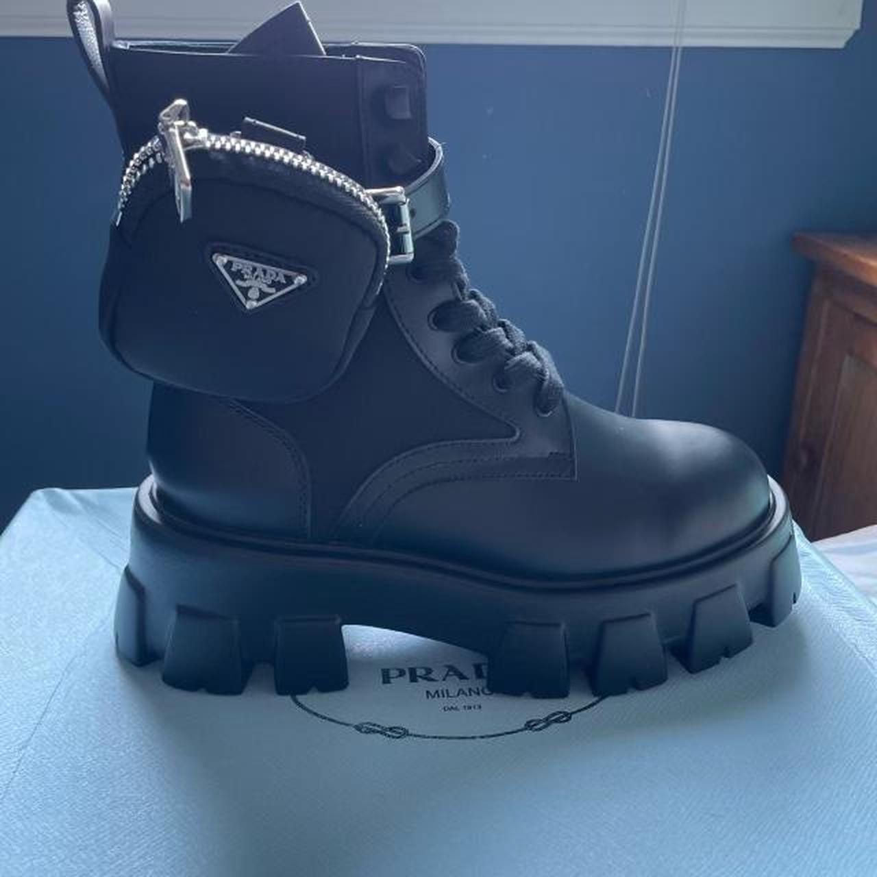 Authentic Prada monolith leather combat boots! I... - Depop