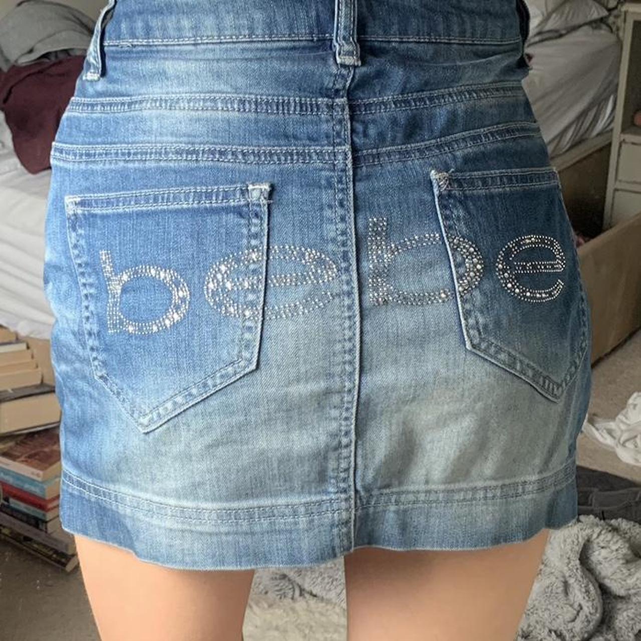 Cutest y2k Bebe rhinestone mini skirt low rise... - Depop