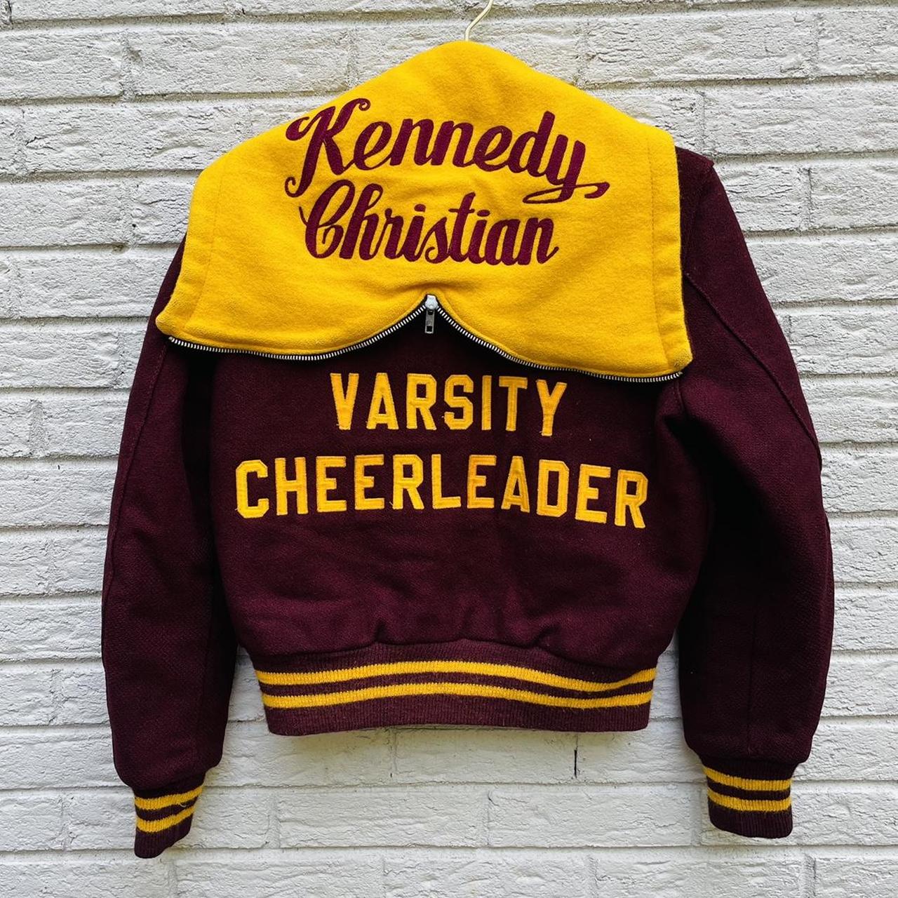 Cheerleader Wool Varsity Letterman Bomber Jacket... - Depop