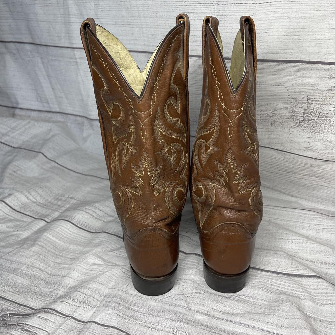 Men’s 10.5D Vintage Dan Post Brown Leather Cowboy... - Depop