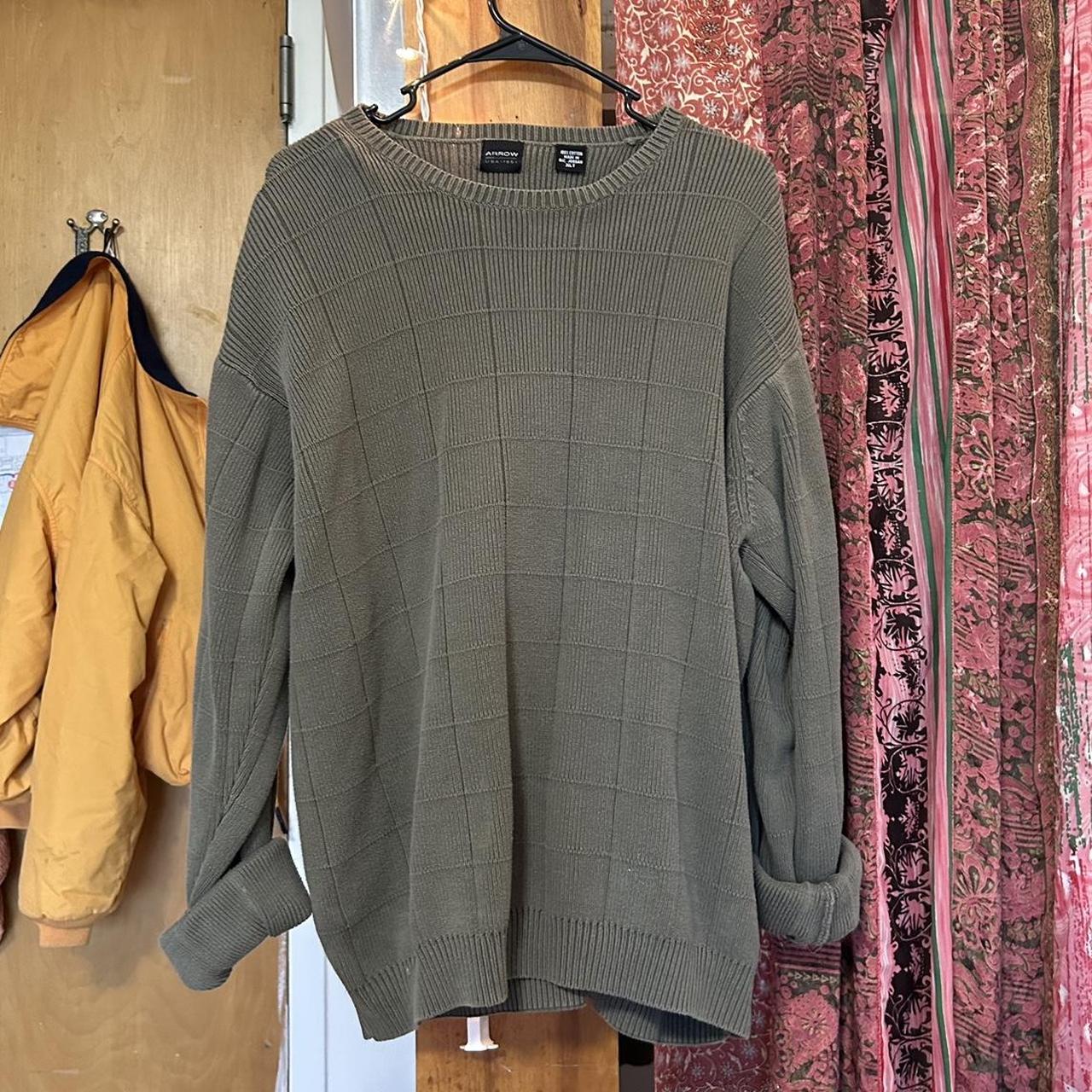 L.L.Bean Men's Khaki and Green Jumper | Depop