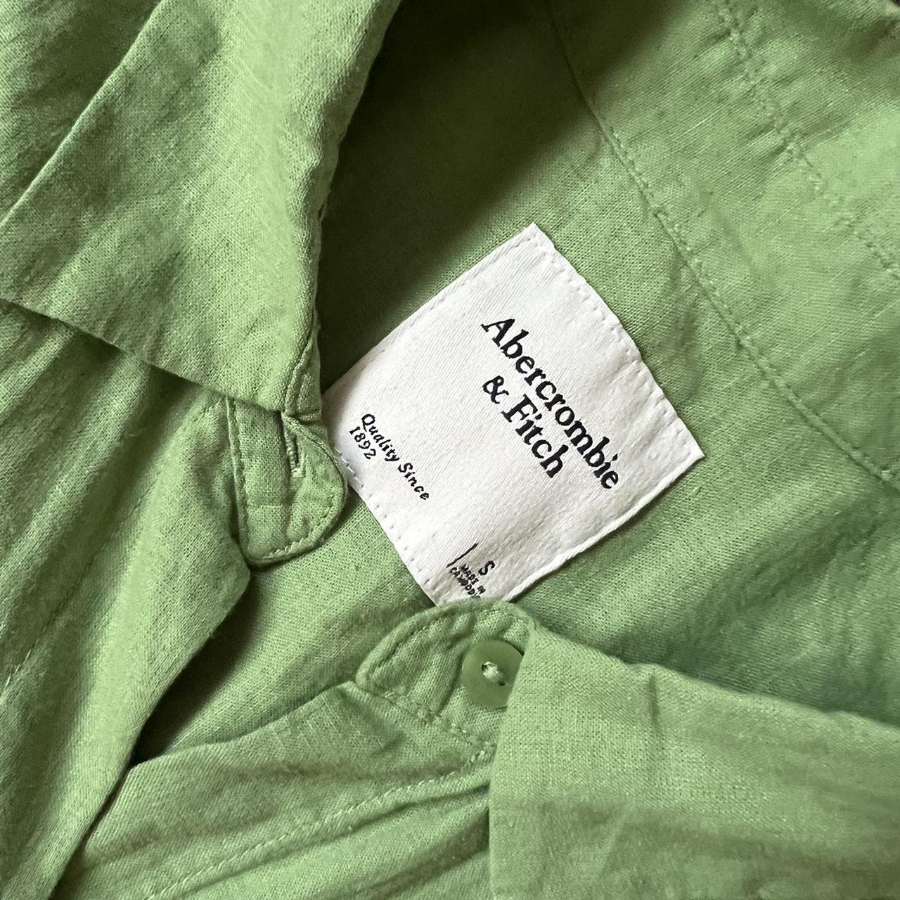 green abercrombie & fitch button up in size small.... - Depop