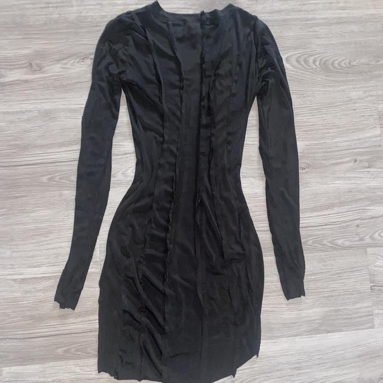 Black Inverse Seam Mini Dress Ribbed Thumb... - Depop