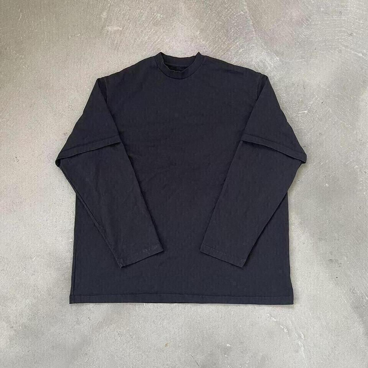 LAAC653 - SAMPLE BLACK DOUBLE LAYER OVERSIZED LONG... - Depop