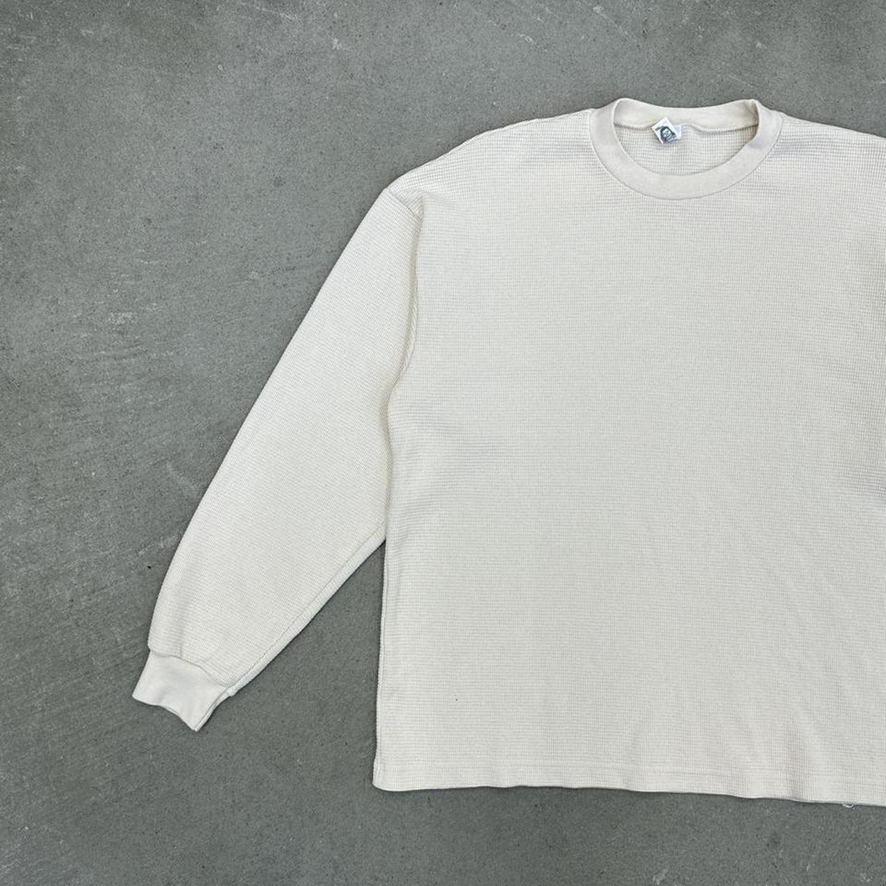 LAA3566- CREAM LONG SLEEVE HEAVY THERMAL CREW NECK ... - Depop