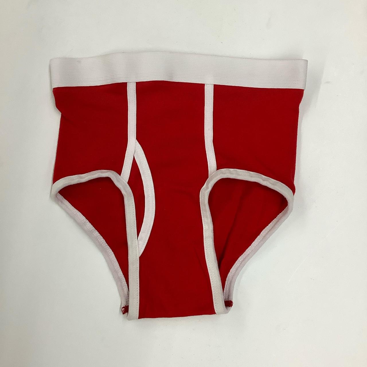 LAA3927- RED MEN'S BABY RIB BRIEF SIZE XS Slightly... - Depop