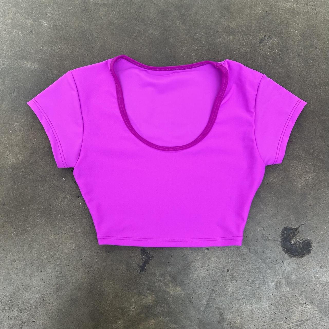LAA1018 - SAMPLE RED VIOLET MICRO CROP TEE DARK... | Depop