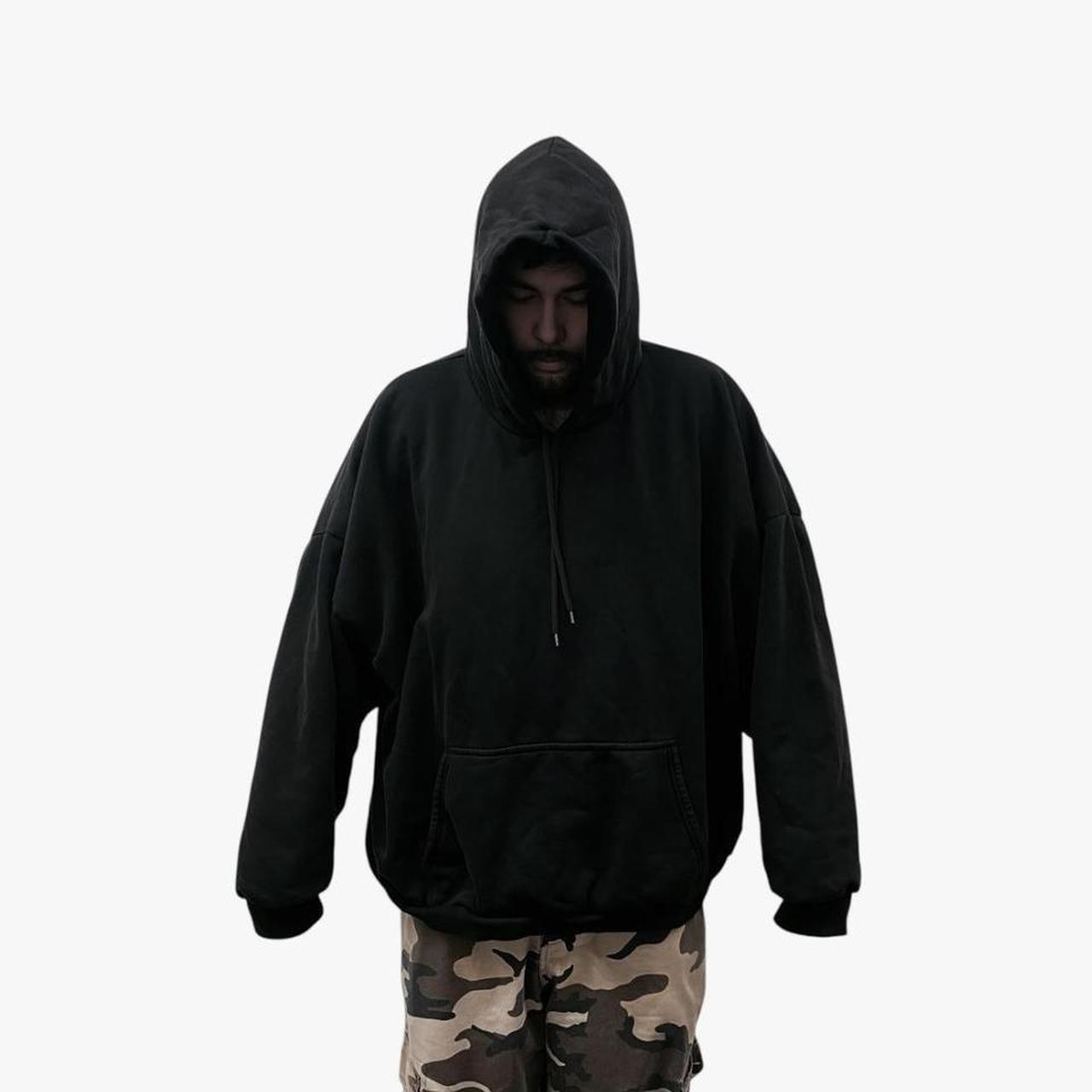 LAA2320 - IMPERFECT SAMPLE OFF BLACK HOODED PULLOVER... | Depop
