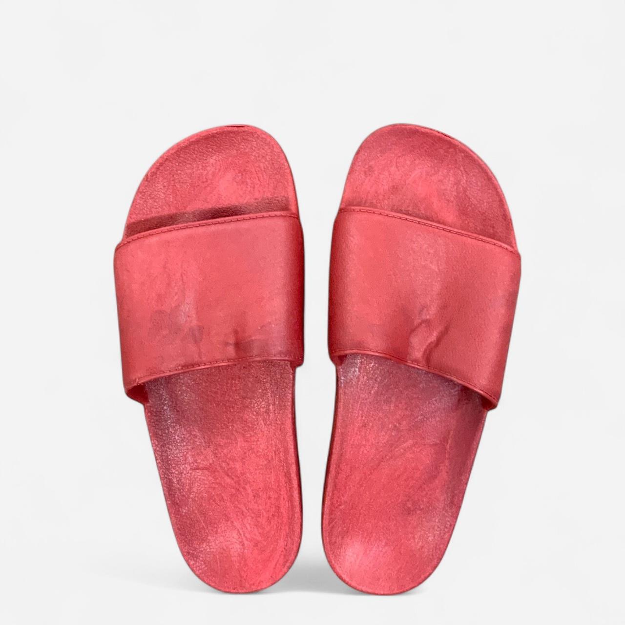 LAA195 - SAMPLE RED UNISEX SLIDES *DAMAGES DURING... | Depop