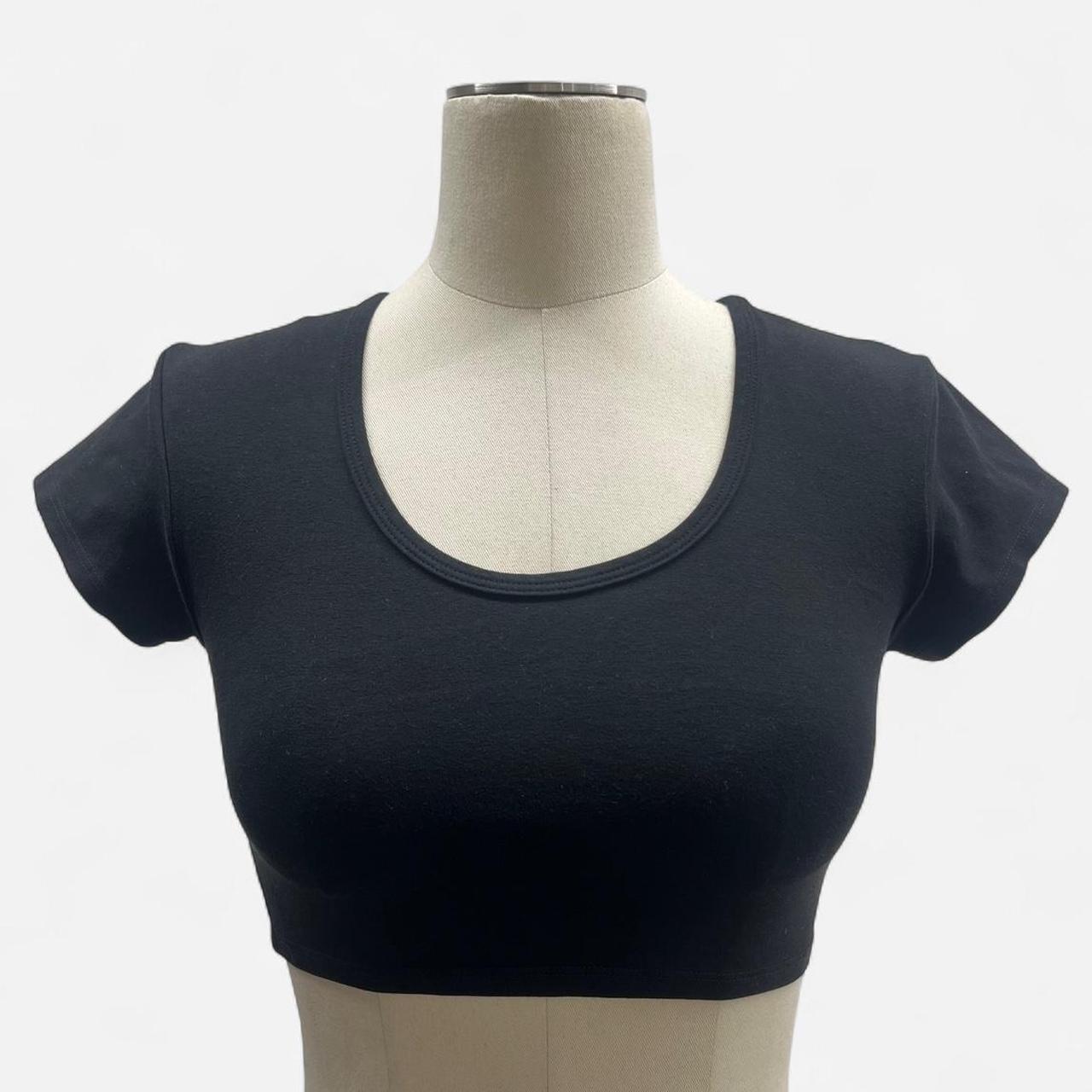 DH2278 - BLACK GARMENT DYE MICRO CROP TEE This tiny... | Depop