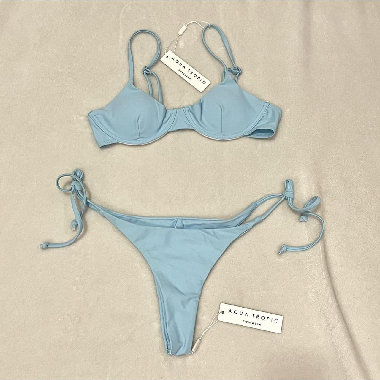 Aqua Tropic swimwear baby blue bikini set 🤍 size... - Depop