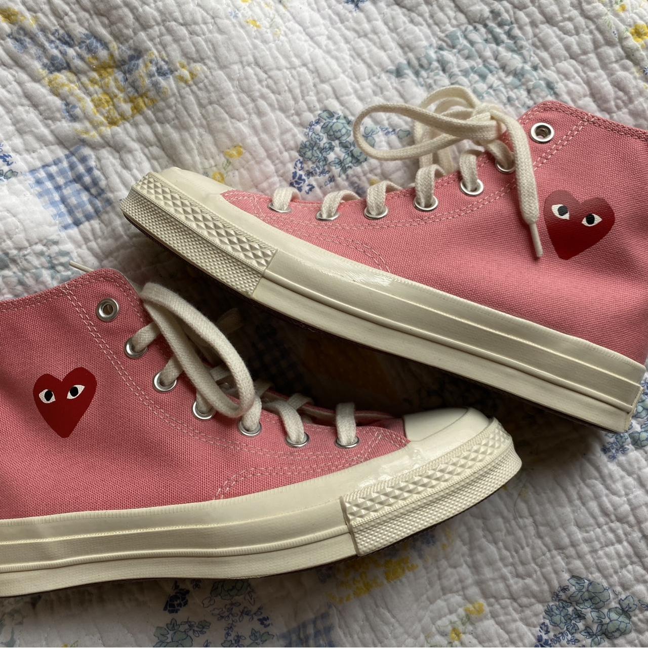 Pink Comme des Garcon Hightop Converse -Only been... - Depop