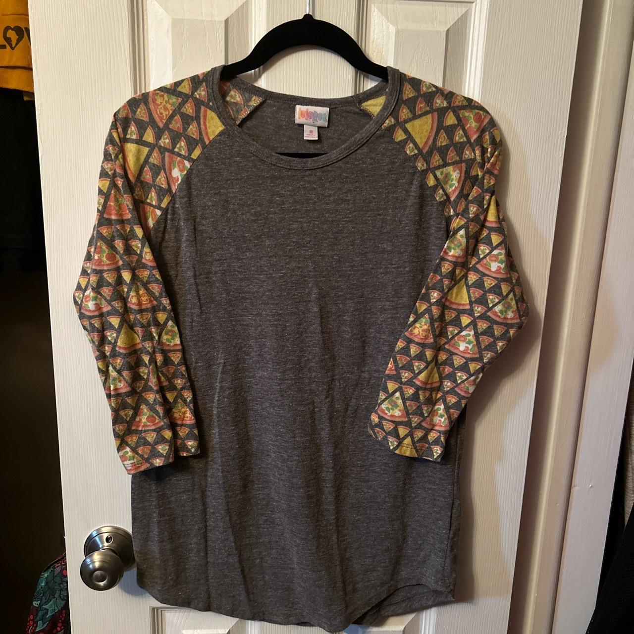 LuLaRoe Randy Top. Pizza Design on Sleeves, very... - Depop