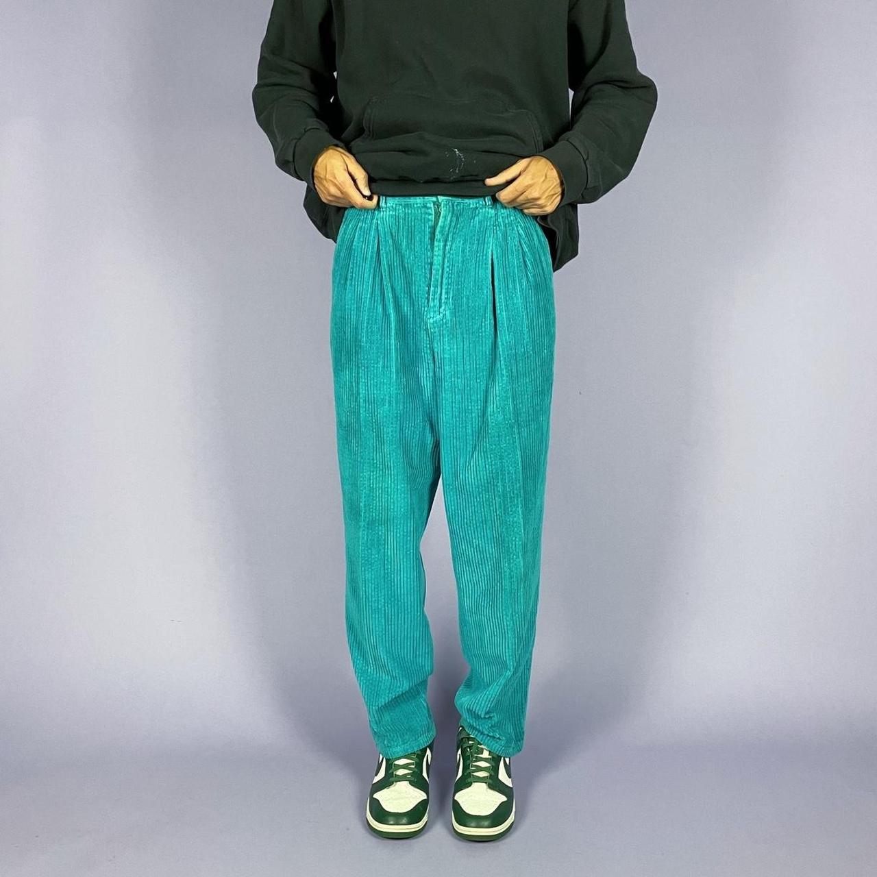 Vintage Cyan Blue Pleated Cords 🐬 Suuper sick vntg... - Depop