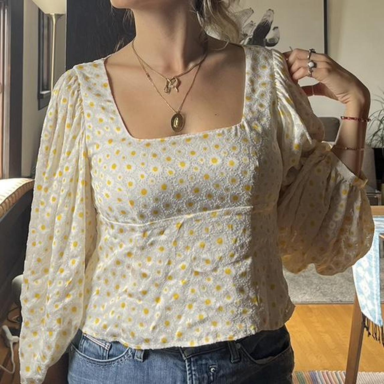 Staud Lana milkmaid top with puffy balloon sleeves.... - Depop