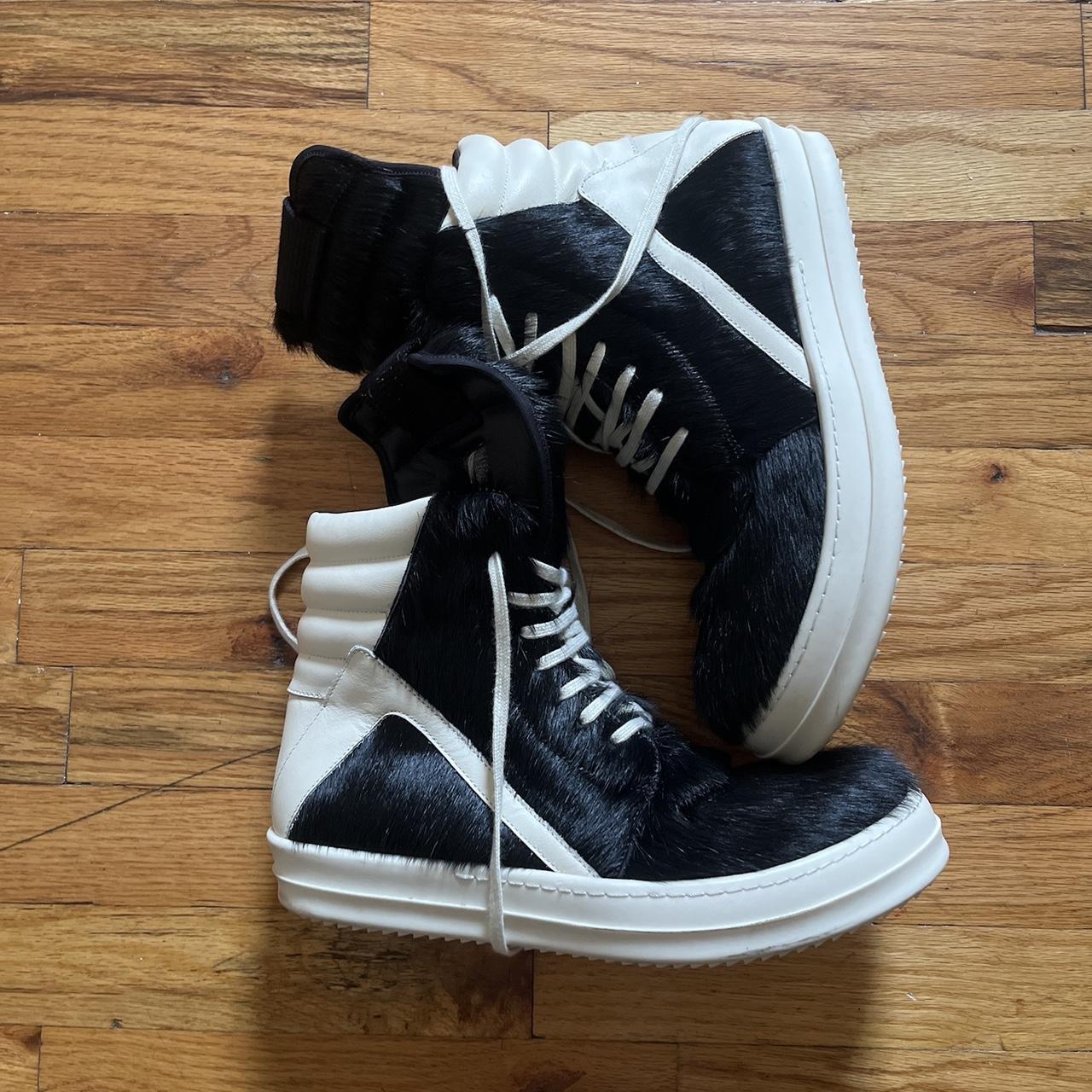 RICK OWENS PONY FUR GEOBASKETS: Brand new only... - Depop