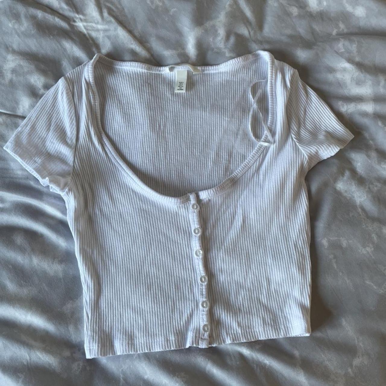 White ribbed crop top🤍 Hardly worn in perfect... - Depop