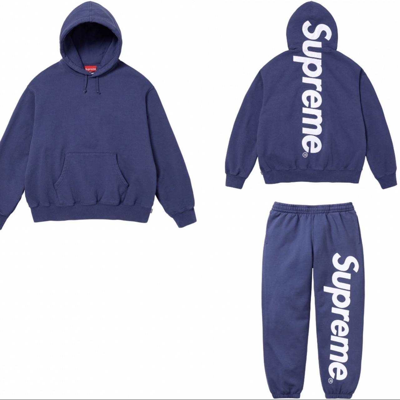 Supreme satin navy full tracksuit Sweatshirt &... - Depop