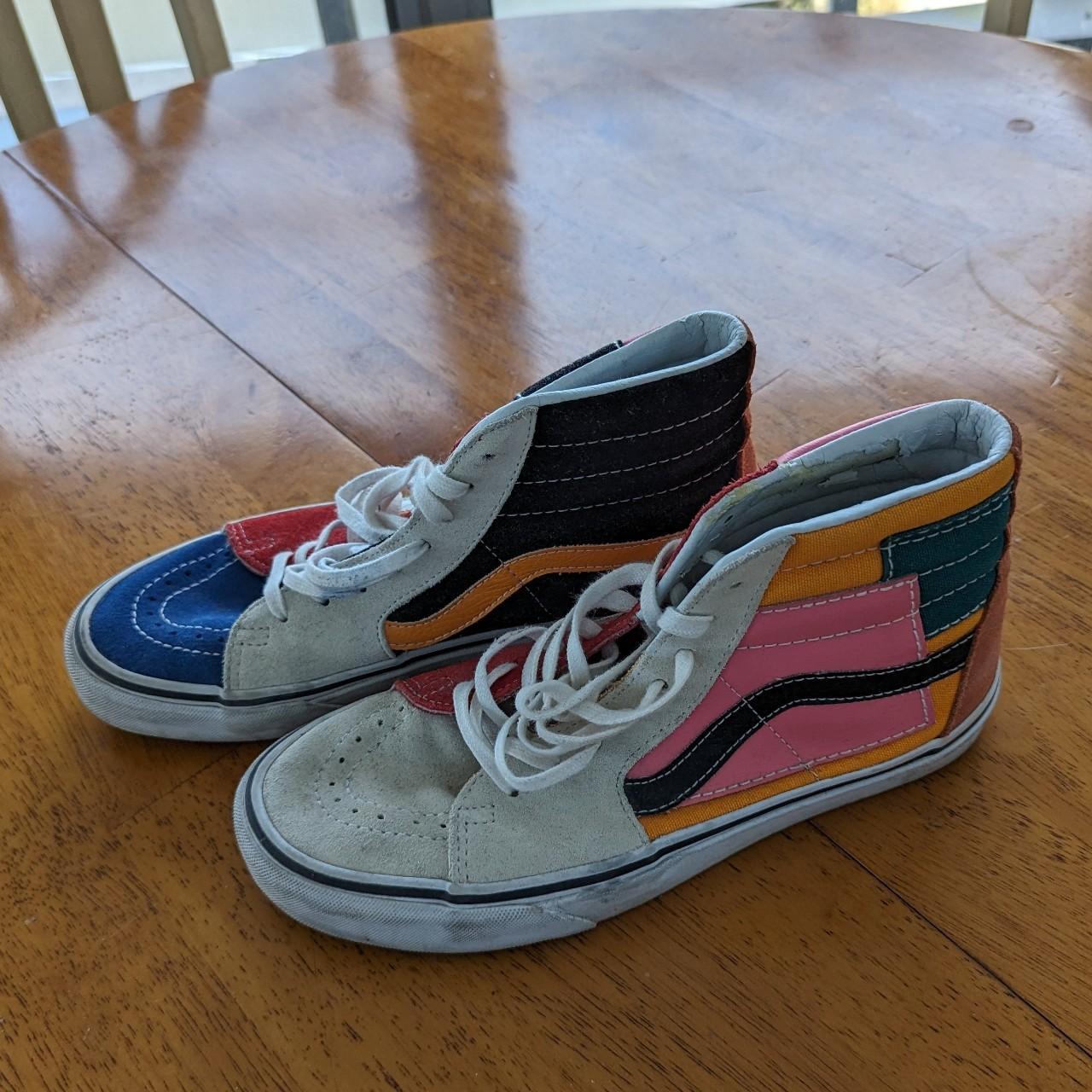 VANS Colour Block High Tops. Some wear around the... - Depop