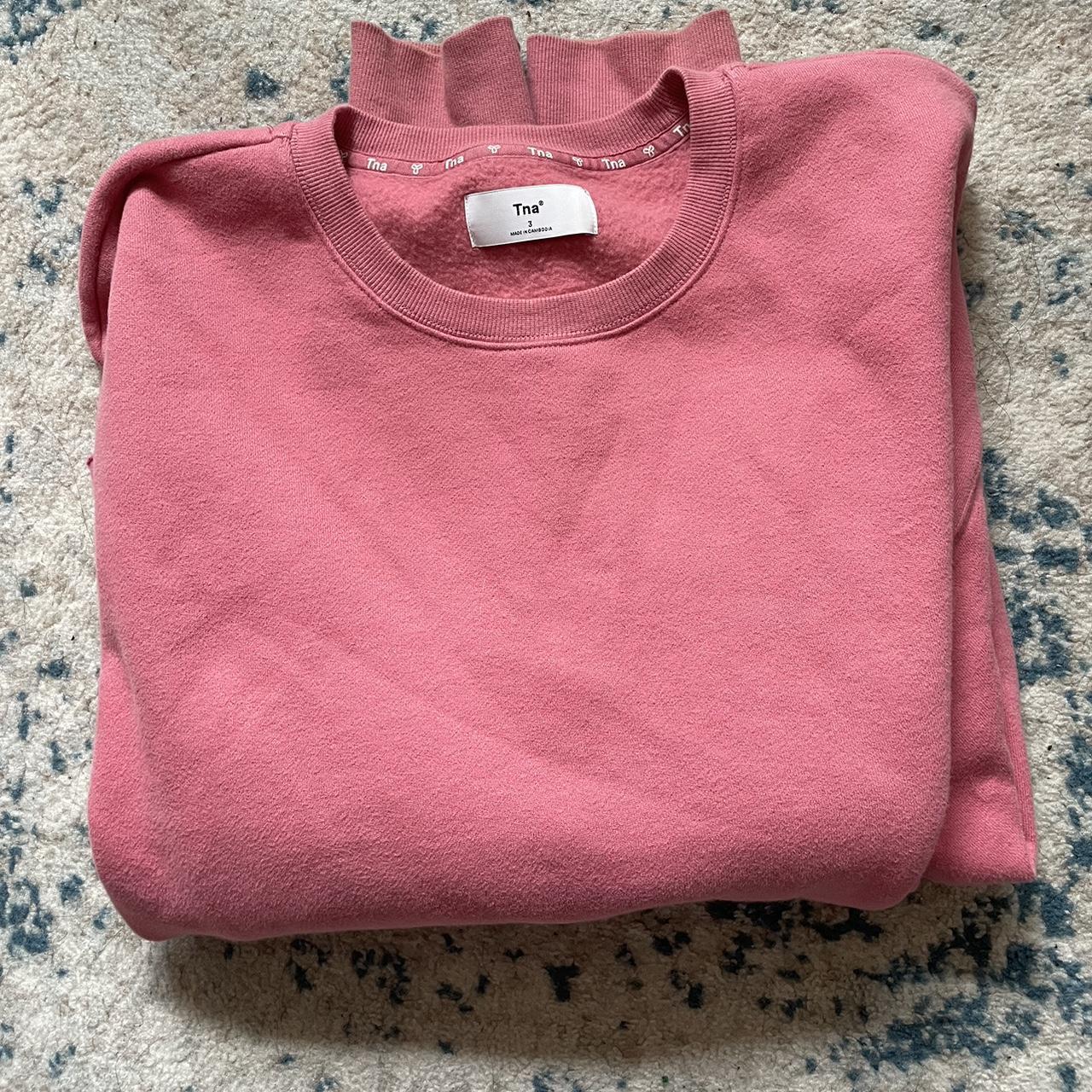 Aritzia TNA Pink Crewneck - raw hem - oversized - Depop