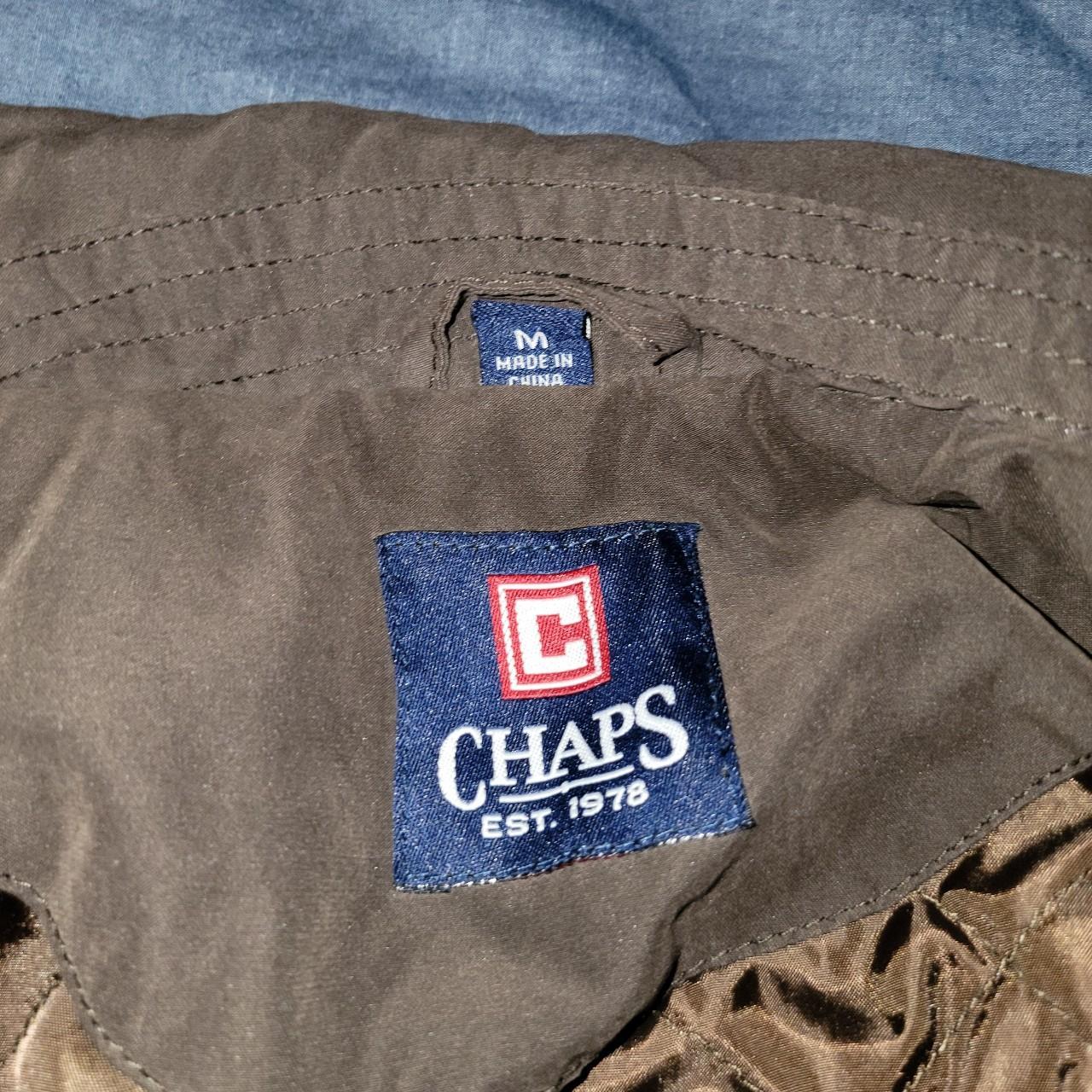 Brown Chaps jacket. No stains or tears. Zipper... - Depop
