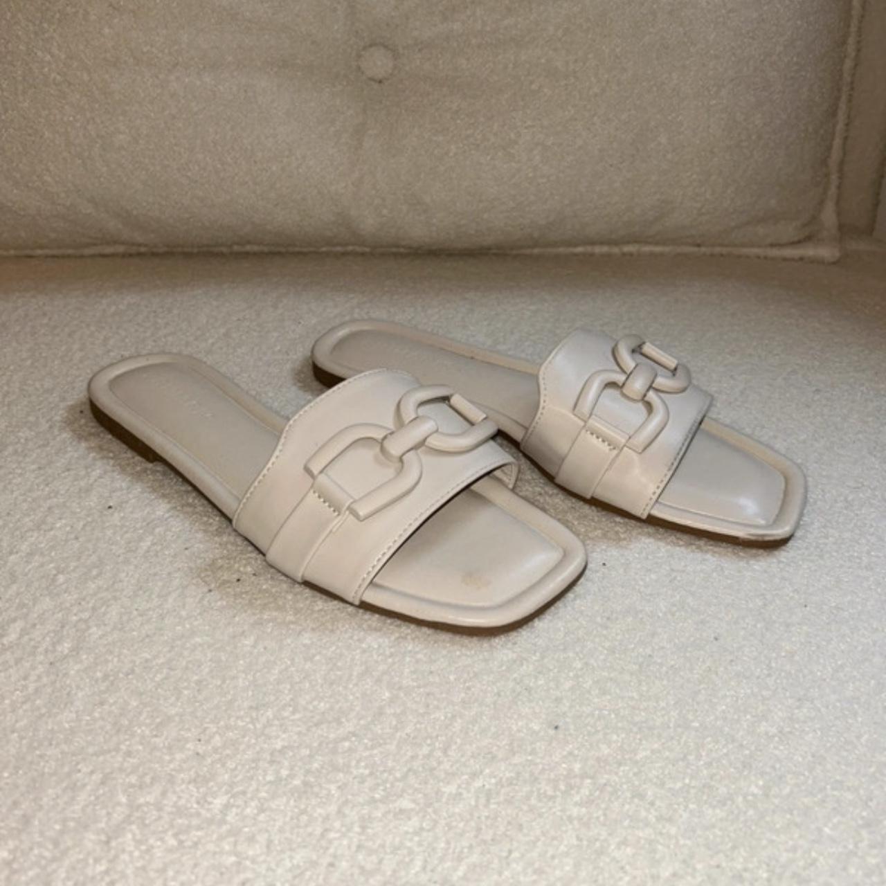 Cream sliders sandals #sandals #sliders #shoes... - Depop
