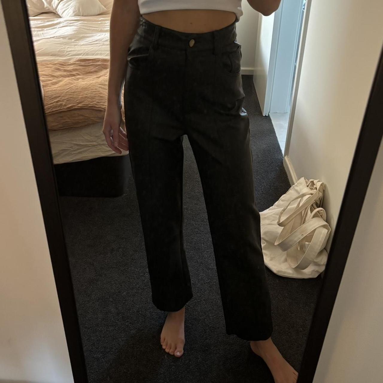 Glassons black leather pants Size 8 but taken in at... - Depop