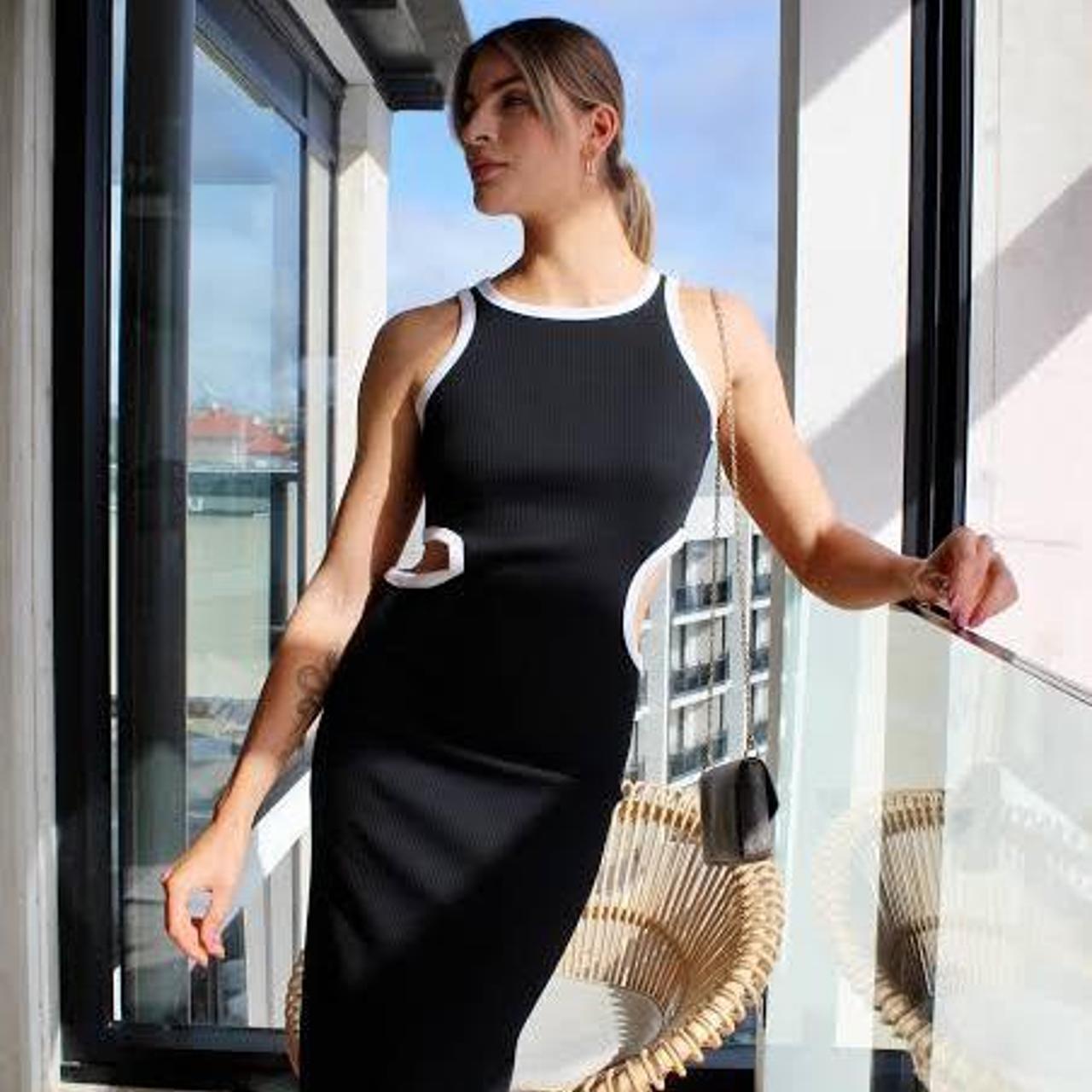 Ena pelly Billie racer rib dress in black Maxi... - Depop