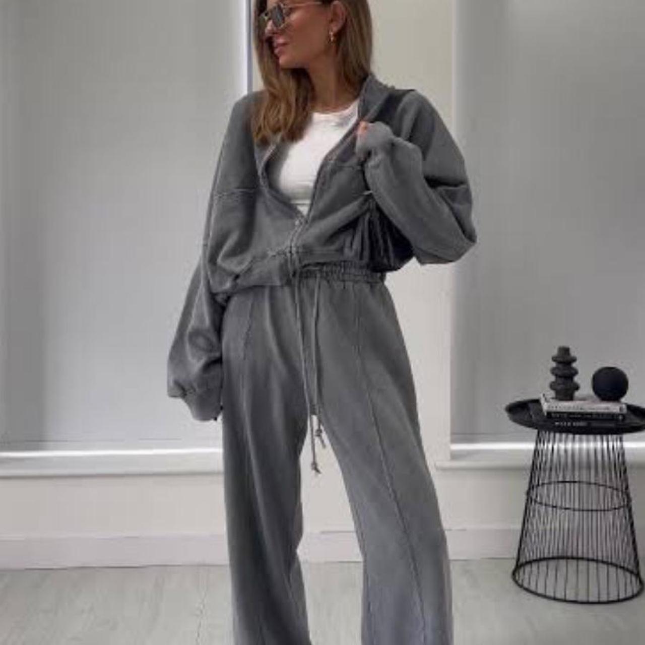 Viral Zara washed look tracksuit set Both top and... - Depop