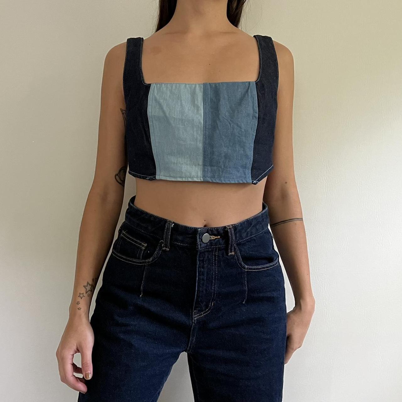 Le Lis Collection Mixed Light Dark Wash Denim Crop... - Depop