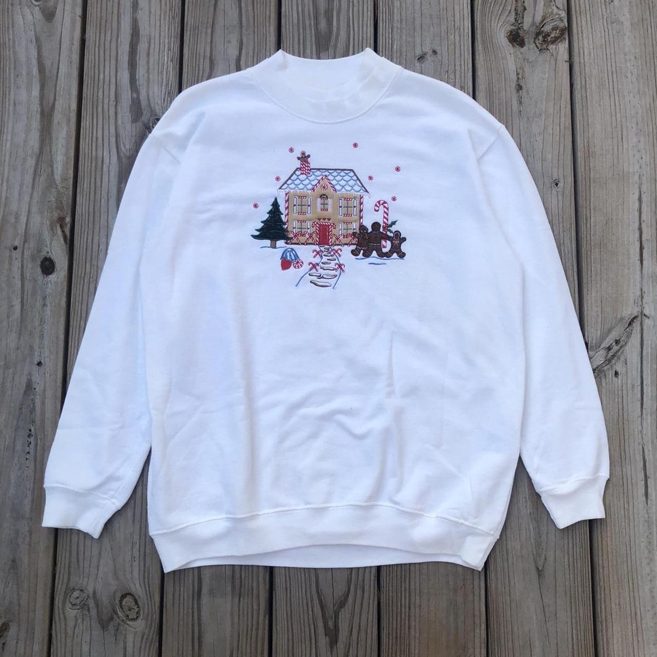 Vintage Christmas sweatshirt gingerbread house... - Depop