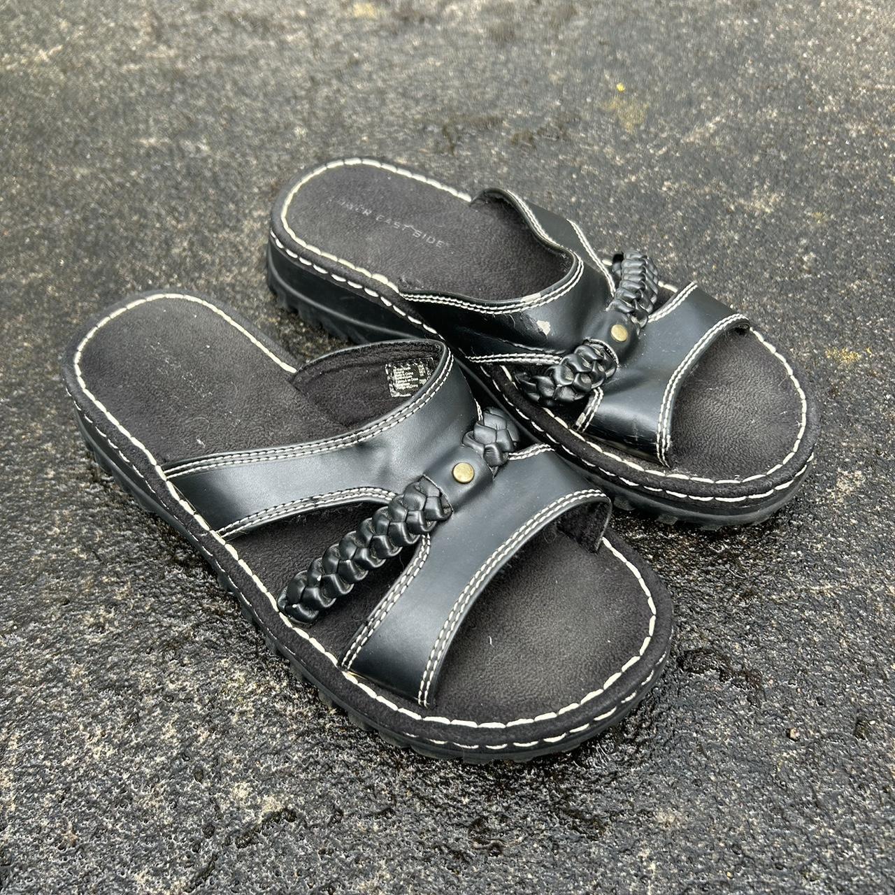 Y2K Lower East Side chunky black sandals Labeled... | Depop