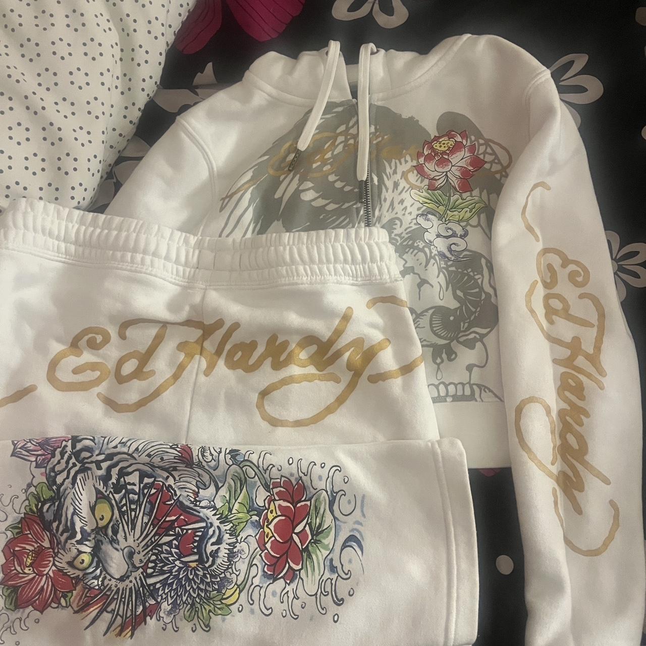 Ed Hardy white and gold tracksuit #tracksuit #y2k... - Depop