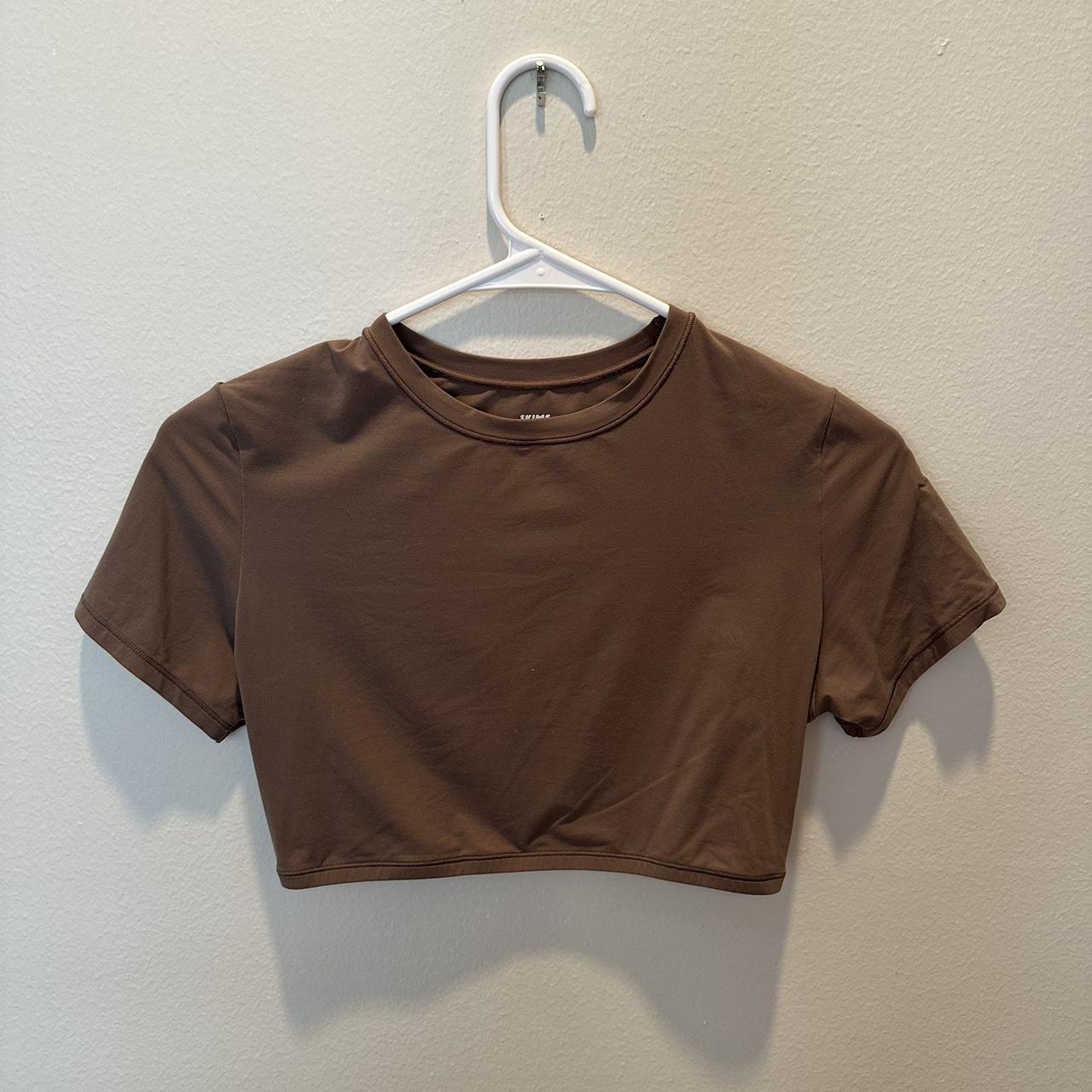 Brown skims crop top Super soft and stretchy Size M... - Depop