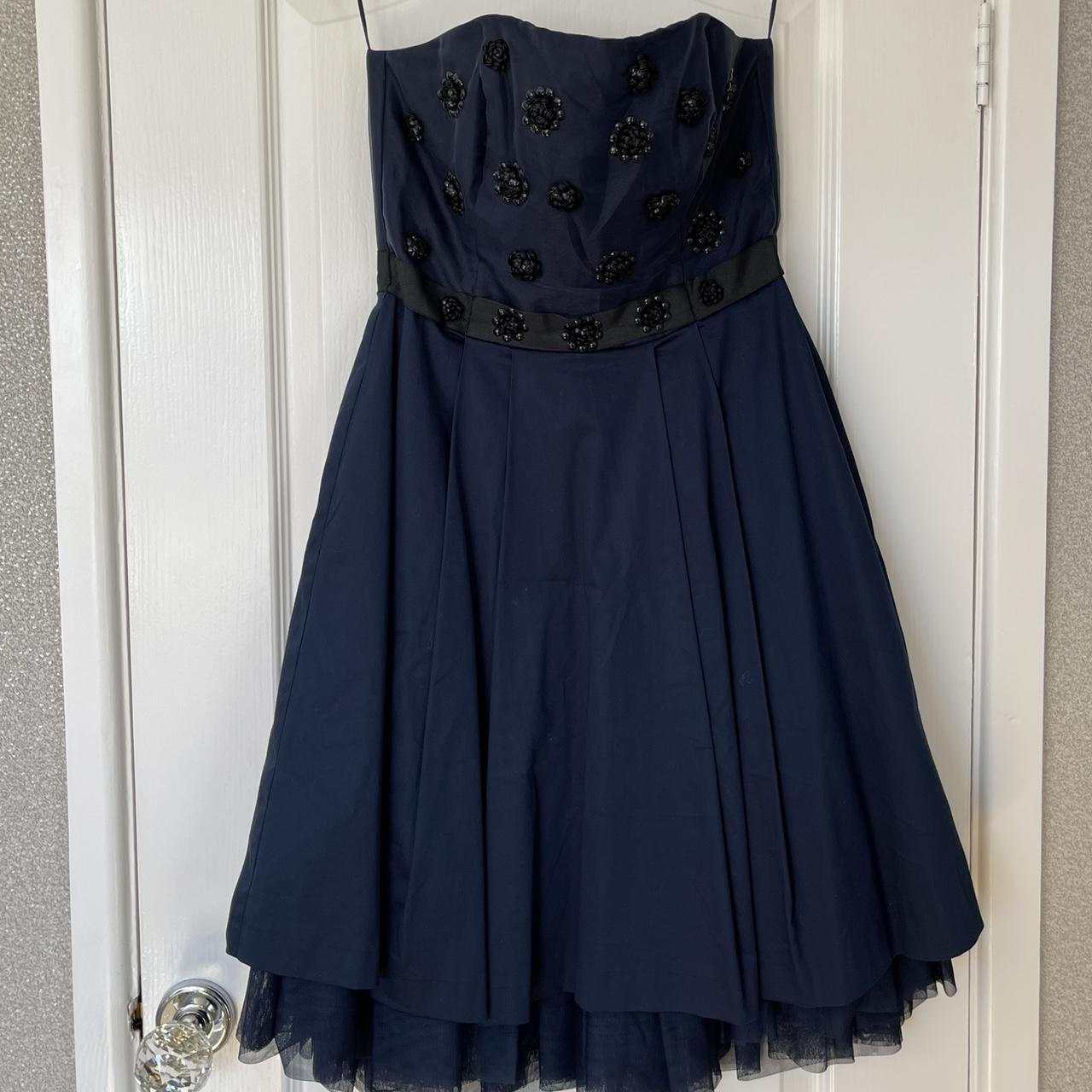 French connection navy bandeau mini dress with black... - Depop