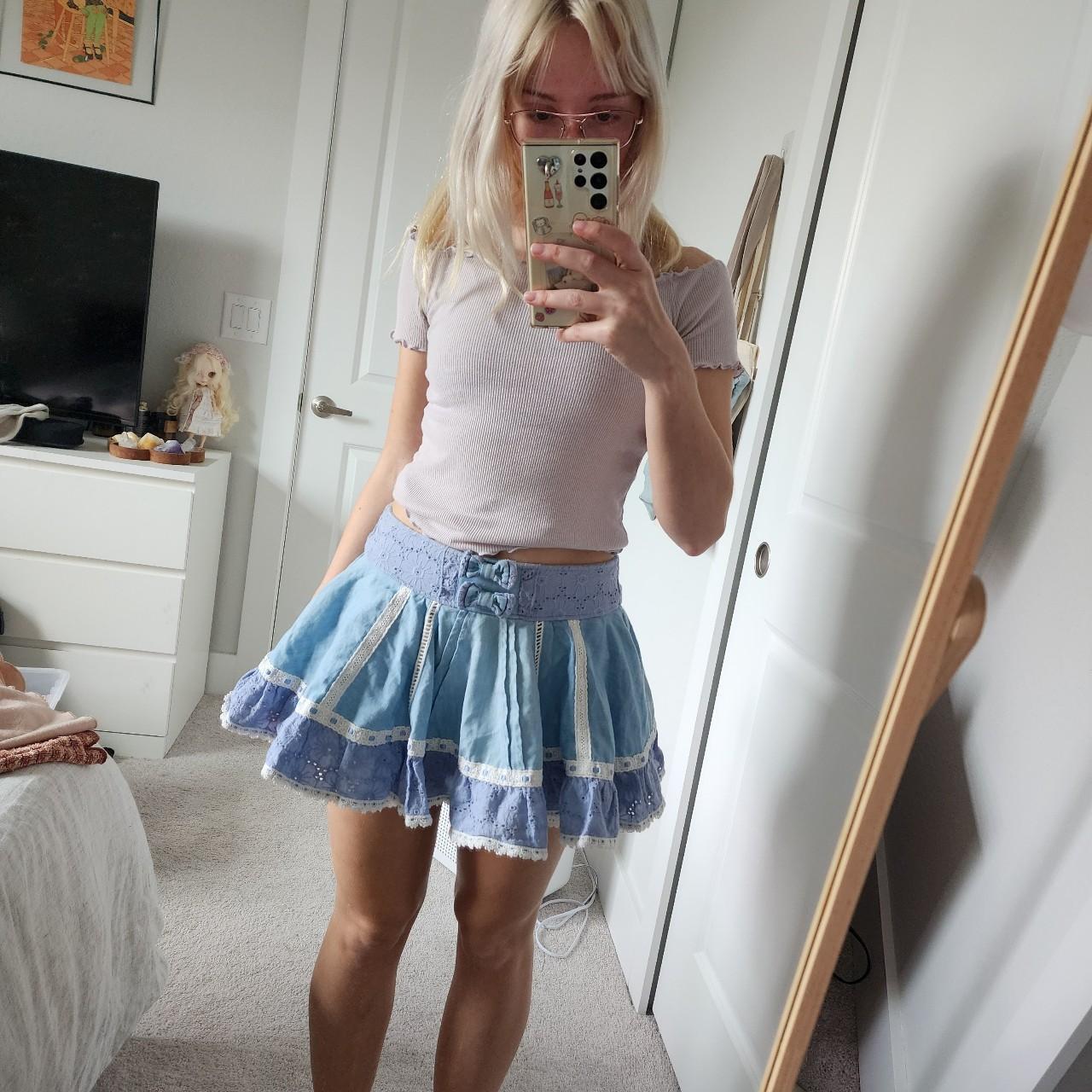 pinterest famous liz lisa blue sukapan skirt... - Depop