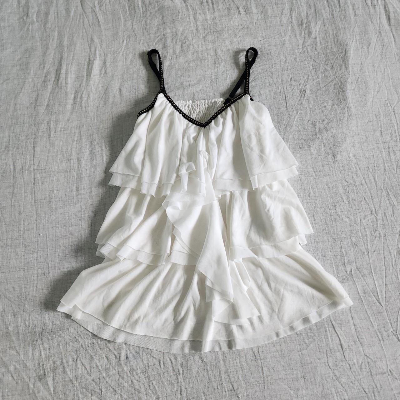 white gyaru tiered ruffle babydoll tank... | Depop