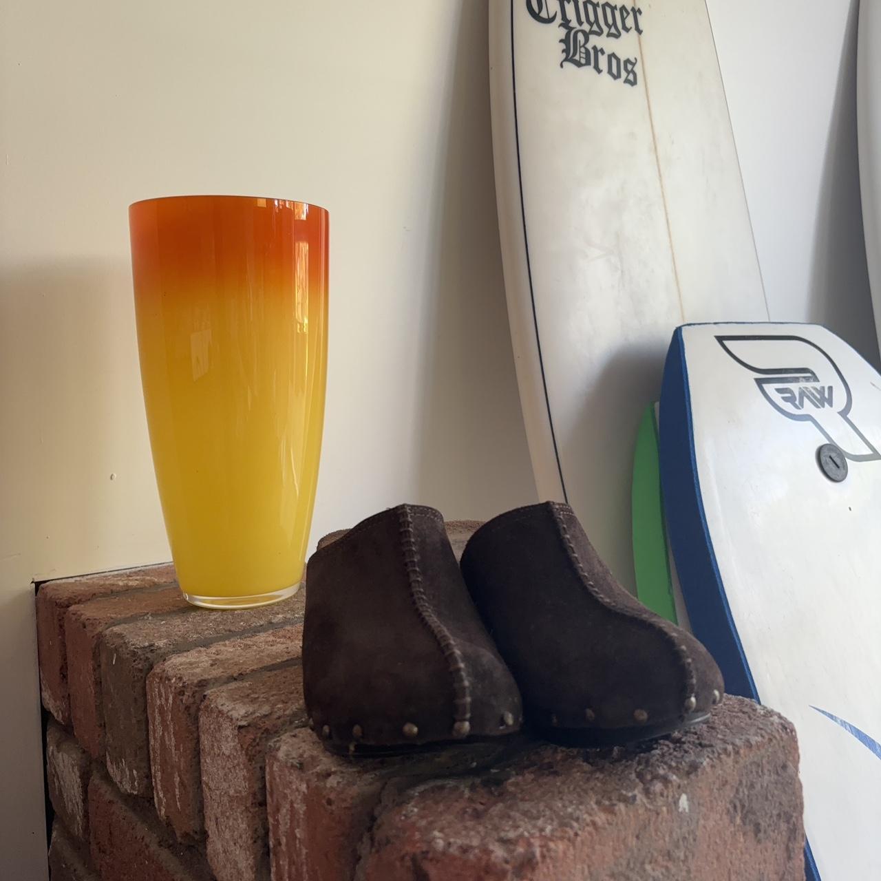 Vintage suede clogs 🤎 Studded with wood finish style... - Depop