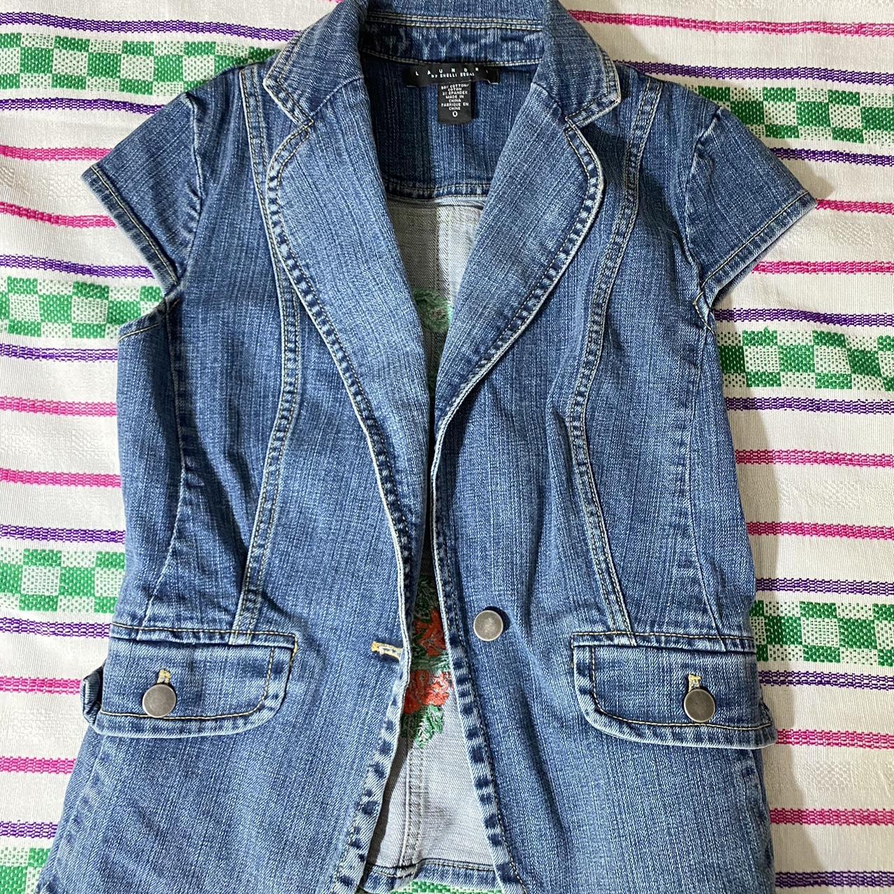 Denim Vest w beaded decorations SIZE 0/S - Depop