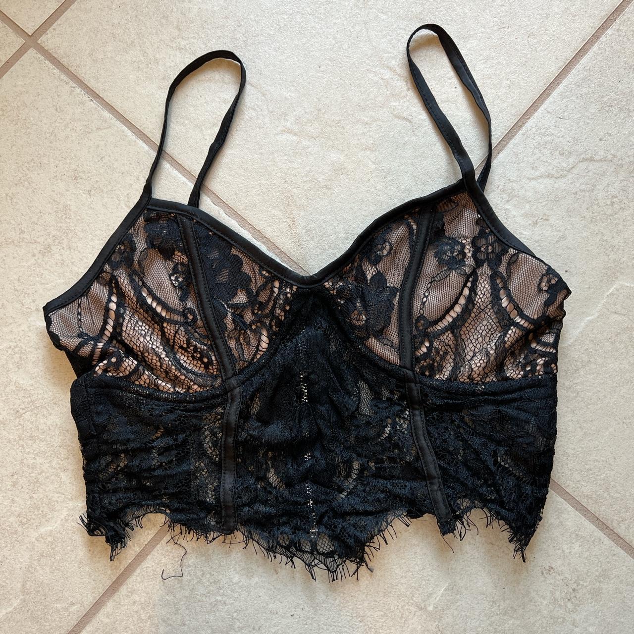 Tiger Mist Lace Crop Top Size Small Black Lace Depop