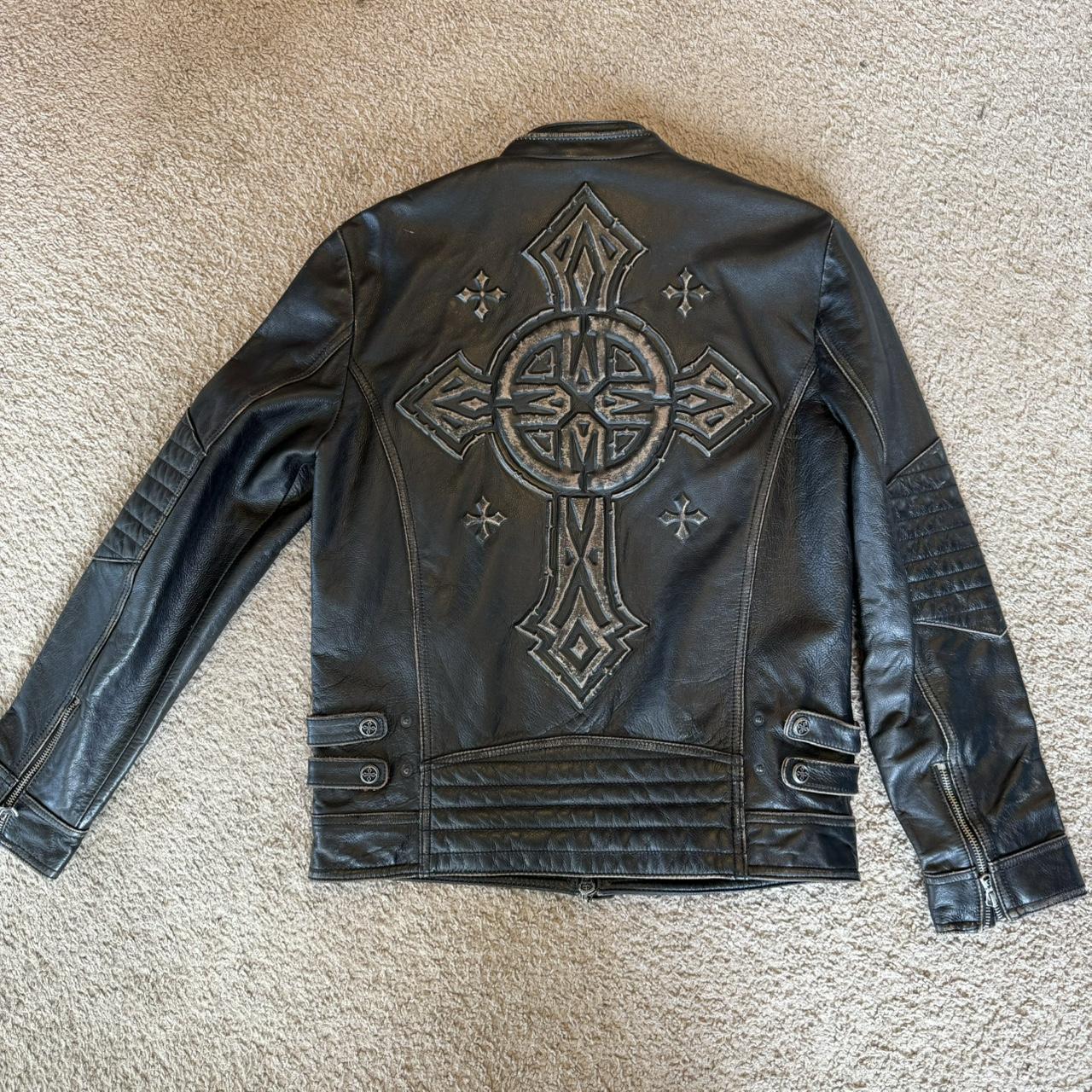 Affliction limited edition leather jacket with... - Depop