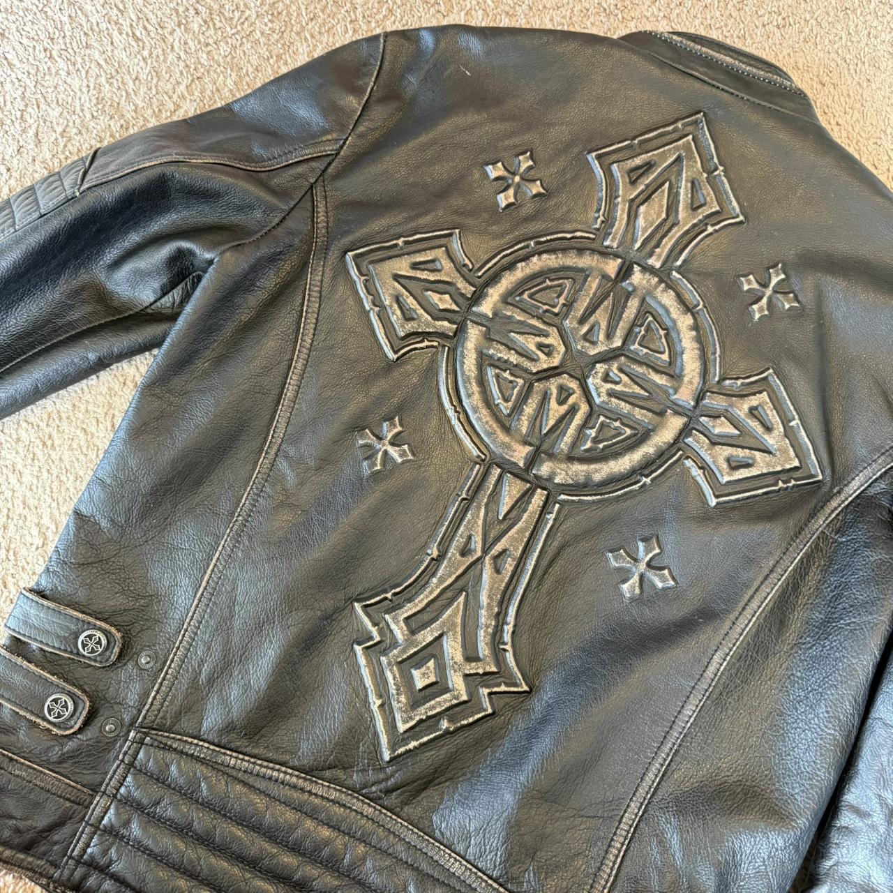 Affliction limited edition leather jacket with... - Depop