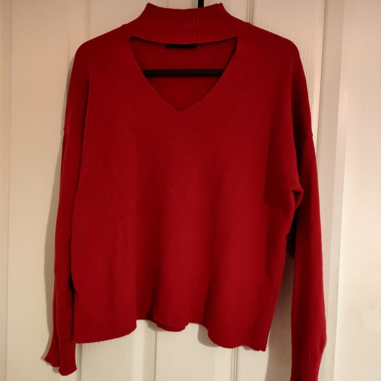F&F Red High Neck Cut Out Jumper Size 8 😊 Worn only... - Depop