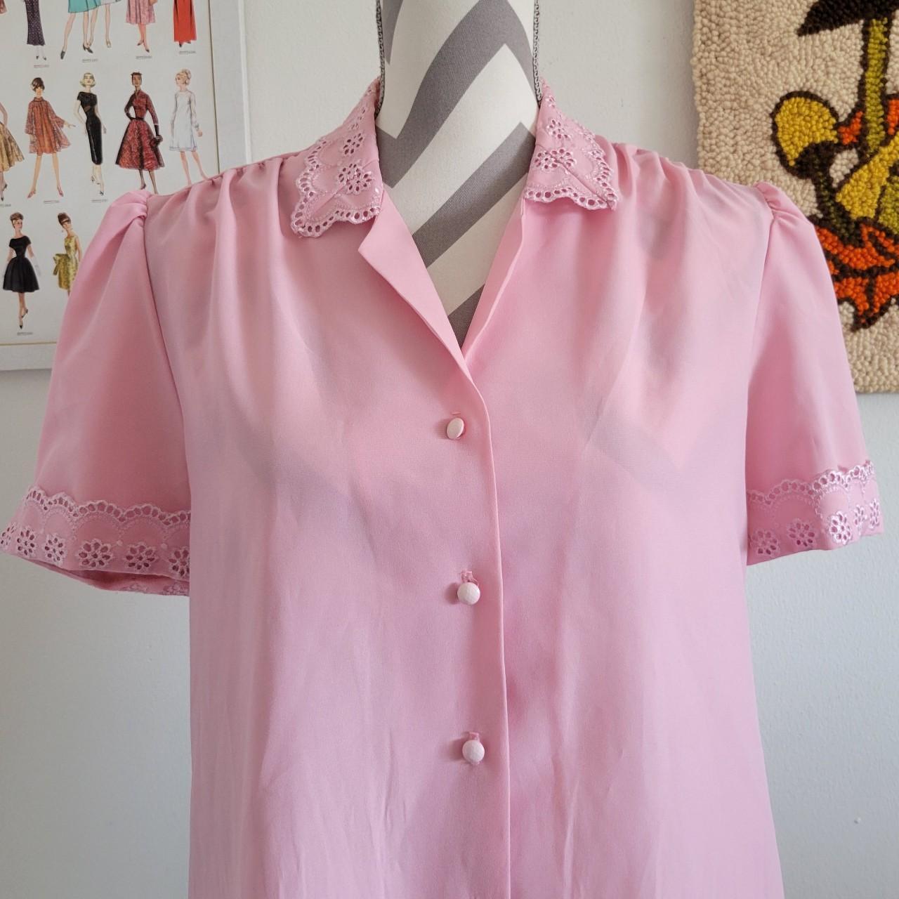 Lee Mar Pageant | 70s Vintage Pink Blouse • Pit to... - Depop